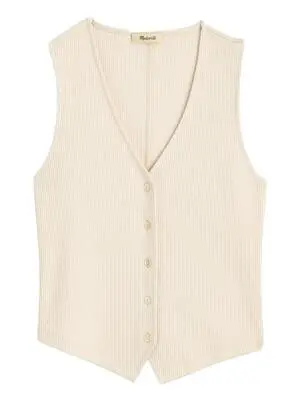 Madewell Ribbed V-neck Vest - Vintage Ivory