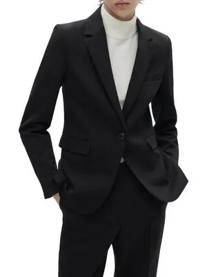 Mango Fitted Suit Jacket Black