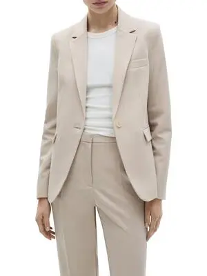 Mango Fitted Suit Jacket Light/pastel Grey