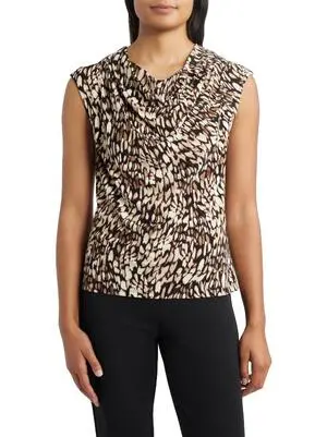 ANNE KLEIN Pleated Cowl Neck Top