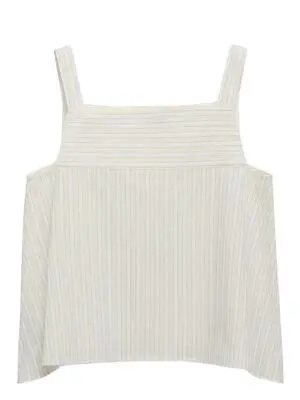 Mango Striped Cotton Crop Tank - Ecru