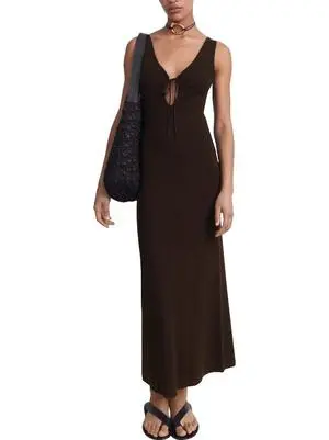 MANGO Tie Neck Sleeveless Maxi Dress
