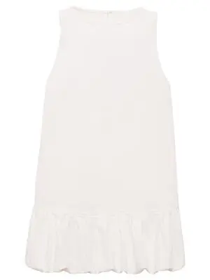 Mango Puff Hem Sleeveless Denim Dress - White