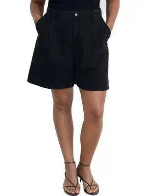 Mango Dart Bermuda Shorts Black Denim