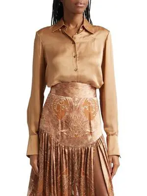 Zimmermann Hypnotic Silk Button-up Shirt - Biscuit