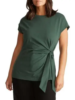 Universal Standard Crescent Side Tie Top Dark Green