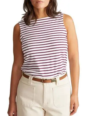 Universal Standard Noyack Breton Stripe Tank White/gamay