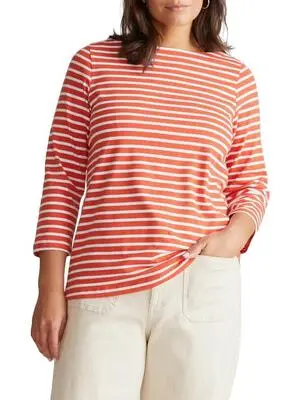 Universal Standard Belle Breton Stripe Top - Vermilion Red/white Stripe