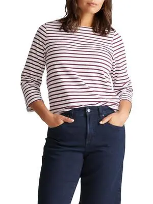 Universal Standard Belle Breton Stripe Top - White/gamay