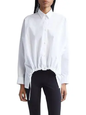 Emporio Armani Oversized Cotton Poplin Button-up Shirt - White