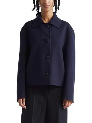 JIL SANDER Handmade Double Face Wool Short Jacket - Midnight