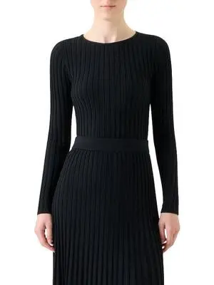 Akris Reversed Virgin Wool Ribbed Sweater - Black