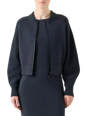Akris Stretch Virgin Wool Bomber Jacket - Charcoal