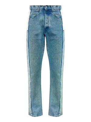 MAISON MARGIELA Paneled Straight Leg Jeans - Blue