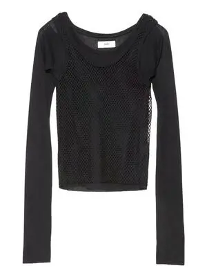MULLER OF YOSHIOKUBO Mesh-layer Long-sleeve Top - Black
