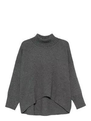 Liviana Conti High-neck Ribbed Sweater - Grey