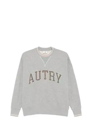 AUTRY Check-pattern Embroidered Sweatshirt - Grey