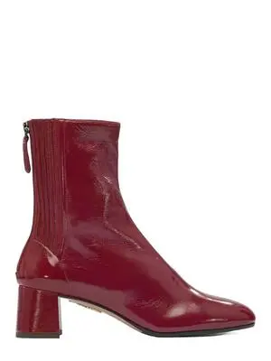 AQUAZZURA Leather Block-heel Boots - Red