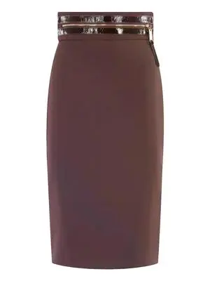 Elisabetta Franchi Zip-trimmed Pencil Skirt - Brown