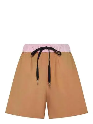 BLANCA VITA Elastic-waistband Silk Shorts - Neutrals