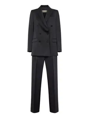 BLANCA VITA Double-breasted Peak-lapel Suit - Blue