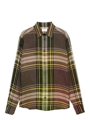 Saint Laurent Plaid Button-up Shirt - Brown