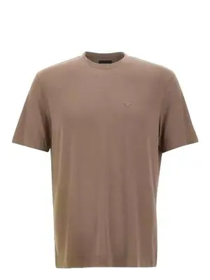 Emporio Armani Eagle-embroidered T-shirt - Brown