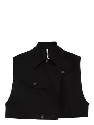 Liviana Conti Flap-pocket Collared Waistcoat - Black
