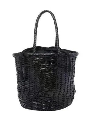 Dragon Diffusion Braided-leather Bucket Bag - Black