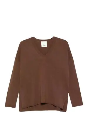 ALLUDE V-neck Cashmere Sweater - Brown