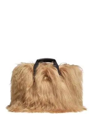 Moncler Micro Caradoc Shearling Tote Beige