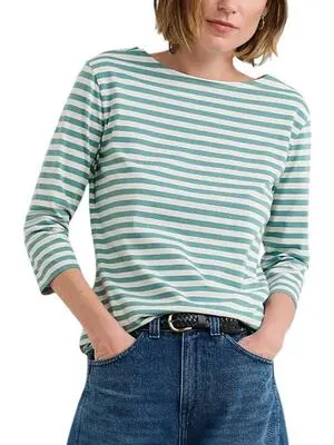 SEASALT CORNWALL Sailor Quarter Sleeve Top Mini Cornish Sage Leaf