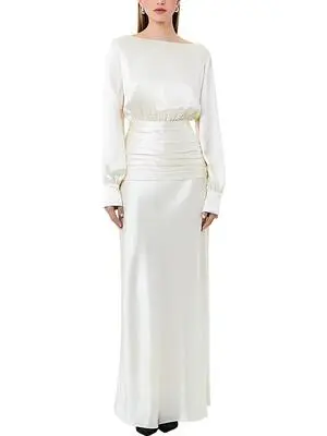 NICHOLAS Samina Shirred Gown - Pearl