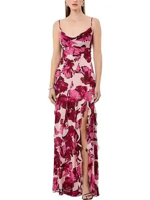 NICHOLAS Kamila Ruffled Cowl Gown Willa Floral