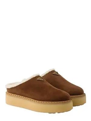 Prada Suede Slippers - Brown