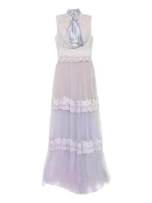 SAIID KOBEISY Lace Mock Neck Dress - Purple