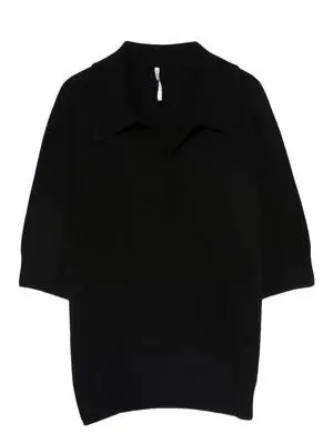 Liviana Conti V-neck Three-quarter-sleeve Jersey Top - Black