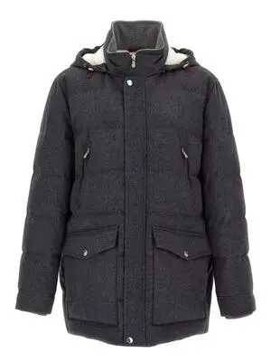 Brunello Cucinelli Quilted Wool Coat - Grey