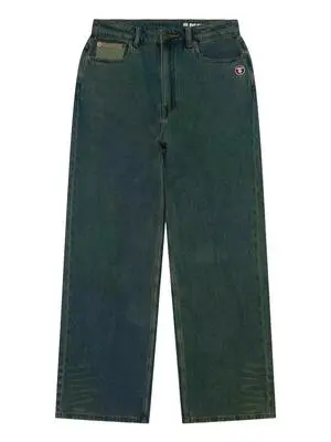 A BATHING APE Embroidered-pocket Jeans - Blue