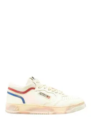 AUTRY Medial Stripe Leather Sneakers Neutrals