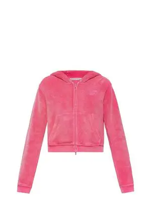 Alexander Wang Leaf-embroidered Zip-up Hooded Top - Pink
