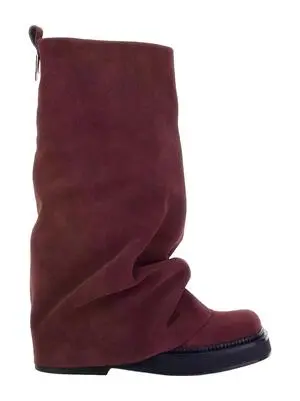 Attico Robin Suede Combat Boots - Red