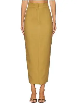 SAU LEE Niki Crepe Skirt - Golden Olive
