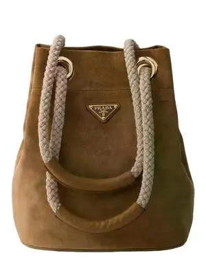 Prada Small Mariner Suede Bucket Bag - Brown