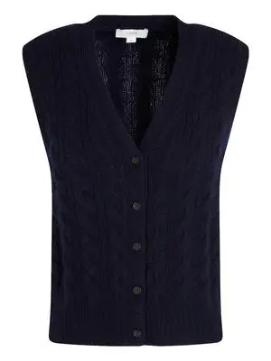 Vince Cable-knit Wool-blend Vest - Midnight Blue