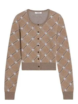 RE/DONE Jacquard-knit Cropped Cardigan - Camel