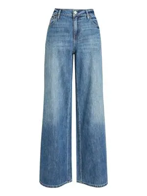 Alice + Olivia Harper Faded High-rise Wide-leg Jeans - Mid Denim