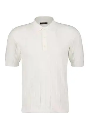 Balmain Textured Knitted Polo Shirt - White