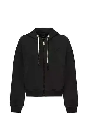 Pinko Embroidered Logo Zip-up Hoodie - Black