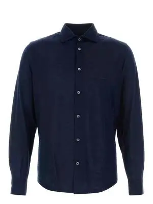 Fedeli Buttoned-front Wool Shirt - Blue